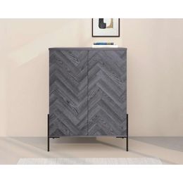 OTTO home Highboard &raquo;Eadwine&laquo; Kommode, Midischrank, Push-to-open, T&uuml;ren mit Fischgr&auml;ten Muster grau MDF B/H/T: 90cm x 120cm x 38cm, 2 Stk.