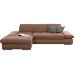 set one by Musterring Ecksofa &raquo;SO4100 V&laquo; mit verstellbaren Kopfteilen, wahlweise mit Funktionen, Cord-Bezug braun B/H/T: 284cm x 80cm x 190cm, Luxus-