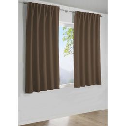 Gardine &raquo;Schal Dimout Uni&laquo; Schlaufen 1 Stk. tlg. mit Gardinenband und verdeckten Schlaufen braun Polyester 175cm, Schlaufen, 140cm