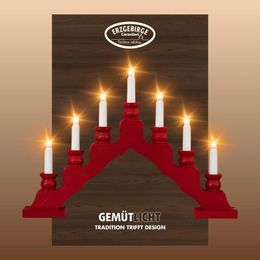 Weigla Lichterbogen &raquo;Schwede, Weihnachtsdeko, Made in Germany&laquo; 1 Stk. 7-flammig rot Massivholz B/H/T: 47,5cm x 33cm x 6cm