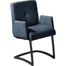exxpo - sofa fashion Freischwinger &raquo;Affogato mit komfortablen Armlehnen&laquo; () attraktiven Kreuznaht in der R&uuml;ckenlehne blau Kunstleder, Metall B/H/T: 