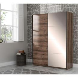FORTE Schwebet&uuml;renschrank &raquo;Jacky, mit Spiegelpaneele, Metallgriffe&laquo; B/H/T ca: 170/210x61 braun FSC -zertifizierter Holzwerkstoff B/H/T: 170cm x 210cm 
