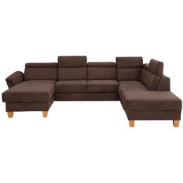 OTTO home Wohnlandschaft &raquo;Conville U-Form&laquo; Kopfteilverstellung wahlweise mit Schlaffunktion und Bettkasten braun 100% Polyester B/H/T: 322cm x 84cm x 