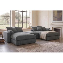 OTTO home Wohnlandschaft &raquo;Cosy Lounge U-Form, Breite 385 cm&laquo; Mega-Sofa mit Cordstoff bezogen, mit Federkern & 5 Zierkissen 100% Polyester B/H/T: 385cm