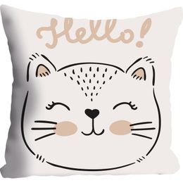 queence Dekokissen &raquo;Hello&laquo; Kissenh&uuml;lle ohne F&uuml;llung, 1 St&uuml;ck bunt Polyester B/L: 40cm x 40cm, 1 Stk.