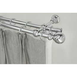 Garesa Gardinenstange &raquo;ANDREA&laquo; &Oslash; 20 mm 2 l&auml;ufig-l&auml;ufig Wunschma&szlig;l&auml;nge Vorhanggarnitur, verl&auml;ngerbar, Endknopf Kugel lang, mit Ringen grau Metall B/L: 