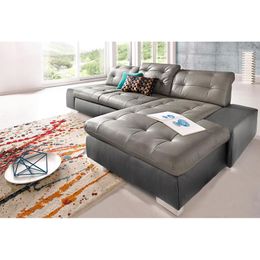 Sit & More sit&more Ecksofa &raquo;Palomino L-Form&laquo; wahlweise XL oder XXL und mit Schlaffunktion grau Kunstleder SOFTLUX /Struktur (100% Polyester);Kunstleder SOFTLUX 