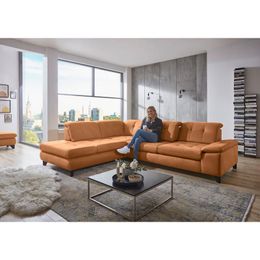 Die PlanBar Ecksofa &raquo;MP-IN18012 L-Form mit Kaltschaum-Polsterung&laquo; Sitztiefenverstellung, optional Kopfteilverstellung & Schlaffunktion braun 100% 