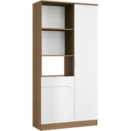 Buffet Buffet 1 Schublade 2 T&uuml;ren, ohne Elektroger&auml;te wei&szlig; Holzwerkstoff Eiche Helvezia Nachbildung, B/H/T: 100cm x 200cm x 41cm, Schubladen: 1 Stk. 
