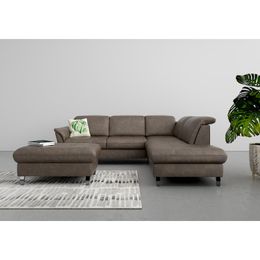 Sit & More sit&more Ecksofa &raquo;Maggiore L-Form&laquo; wahlweise mit Kopfteilverstellung, Schlaffunktion und Stauraum braun 100% Polyester B/H/T: 261cm x 88cm x 224cm, 