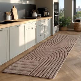 Ayyildiz Teppiche Teppich &raquo;POMPEI 1611, auch als L&auml;ufer&laquo; rechteckig 12 mm H&ouml;he weiche pflegeleichte Oberfl&auml;che, Hoch-Tief-Struktur, Kurzflor beige Microfaser B : 80cm 1