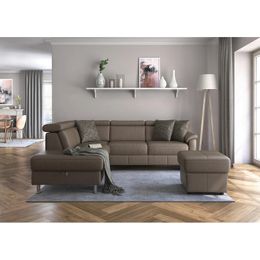 Sit & More sit&more Ecksofa &raquo;Freetown L-Form&laquo; inklusive Kopfteilverstellung und komfortablem Federkern grau B/H/T: 252cm x 84cm x 216cm, Luxus-Microfaser, 