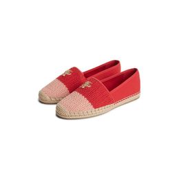 Tommy Hilfiger Damen Espadrille &raquo;TH SCRIPT CROCHET ESPADRILLE&laquo; Schlupfschuh, Sommerschuh, mit TH-Schmuckelement, schmale Form rot 39