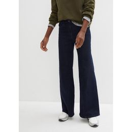 bonprix Damen bonprix Weite Jeans Regular Fit, mit Elasthan-Anteil, mit Bequembund blau 48, K-Gr