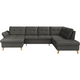 Sit & More sit&more Wohnlandschaft &raquo;G&ouml;teborg&laquo; inkl. Sitztiefenverstellung, wahlweise mit Bettfunktion & Bettkasten grau B/H/T: 327cm x 90cm x 226cm, NaturLEDER ,