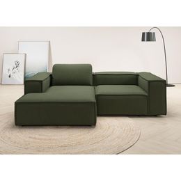 Home Affaire Ecksofa &raquo;Watertown, kompakte L-Form, 246 cm breite f&uuml;r kleinere R&auml;ume&laquo; modernes Ecksofa mit Feincordbezug, platzsparend & bequem gr&uuml;n 100