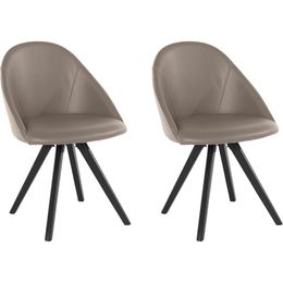 OTTO home 4-Fu&szlig;stuhl &raquo;Lotos&laquo; (Set) 2 Stk.Bezug aus Echtleder und Gestell aus Eiche Massivholz grau Holzwerkstoff B/H/T: 57cm x 85cm x 59cm, 2 Stk., 