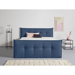 Home Affaire Boxbett &raquo;Kederleicht&laquo; inklusive Fu&szlig;teil, Bettkasten & Topper, in 4 Breiten und 2 H&auml;rtegraden blau Struktur, Liegefl&auml;che B/L: 180cm x 