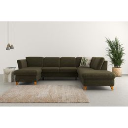Home Affaire Wohnlandschaft &raquo;Trelleborg U-Form&laquo; Federkern-Polsterung, wahlweise mit Schlaffunktion und Stauraum gr&uuml;n 100% Polyester B/H/T: 307cm x 