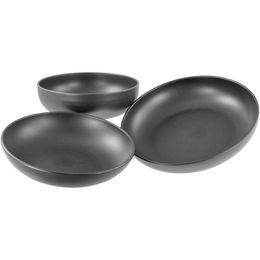 Creatable Servierschale &raquo;Uno black, Servierschalen Set 3-tlg&laquo; 3 Stk. aus Steinzeug Seidenmatte Spezialglasur, Harmonisch ausbalanciert schwarz 