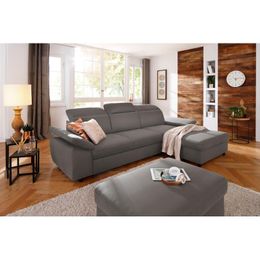 OTTO home Polsterhocker &raquo;Mauritius&laquo; passend zur "Mauritius"-Serie, auch mit "Soft clean"-Bezug grau Struktur fein (100% Polyester);Luxus-Microfaser 