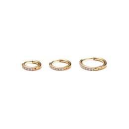 Firetti Damen Creolen-Set &raquo;Multipack Schmuck Geschenk Ohrschmuck Creolenset&laquo; Made in Germany - mit Zirkonia (synth.) gold Edelstahl