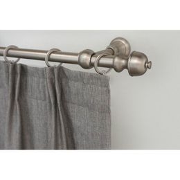 Garesa Gardinenstange &raquo;ANDREA&laquo; &Oslash; 20 mm 1 l&auml;ufig-l&auml;ufig Wunschma&szlig;l&auml;nge Vorhanggarnitur, verl&auml;ngerbar, Endknopf Profil klein, mit Ringen silber Metall B