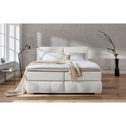 Home Affaire Boxspringbett &raquo;Wehma&laquo; inkl. Topper in 3 verschiedenen Matratzen, auch in Samtstoff beige Struktur fein (100% Polyester) Struktur fein, 