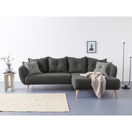 Home Affaire Ecksofa &raquo;Baggio formsch&ouml;ne Polsterecke, bequem, Breite 277cm, L-Form&laquo; Zierkissen inklusive grau B/H/T: 277cm x 80cm x 162cm, Struktur 