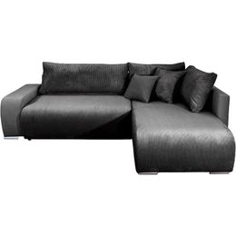 Collection AB Ecksofa &raquo;Poppy L-Form, B: 227 cm&laquo; Schlaffunktion, Bettkasten & 1 Zierkissen schwarz 100%Polyester B/H/T: 227cm x 41cm x 169cm, Cord 