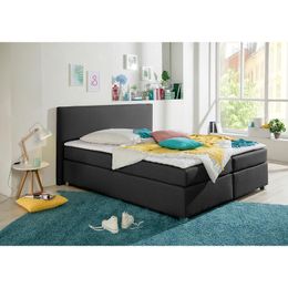 Home Affaire Boxspringbett &raquo;Eliana&laquo; inkl. Topper, in 4 Breiten, 3 Matratzenarten und 2 H&auml;rtegraden grau Struktur fein, Liegefl&auml;che B/L: 180cm x 220cm 