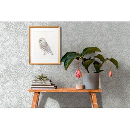 A.S. Cr&eacute;ation Vliestapete &raquo;THE BOS Floral Bl&auml;tter&laquo; abstrakt gl&auml;nzend organisch strukturiert Florale Tapete Tapete Floral Tapeten Wohnzimmer Schlafzimmer K&uuml;che grau 