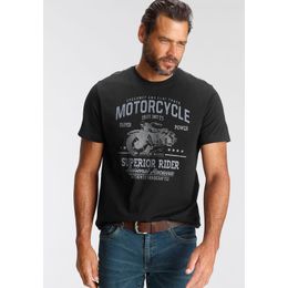 Arizona Herren T-Shirt Kurzarm, l&auml;ssige Passform, bedruckt, Rundhals, casual schwarz 3XL (64/66)