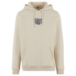 MisterTee Herren Kapuzensweatshirt "MisterTee NYC Old English Wording Patch Hoody", beige, Gr. S, bedruckt, 65% Baumwolle, 35% Polyester, Sweatshirts