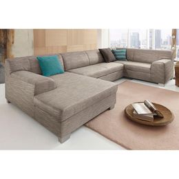 DOMO collection Wohnlandschaft &raquo;Amando in vielen Bezugsvarianten, auch in Leder, komfortabel, U-Form&laquo; wahlweise mit Bettfunktion, fester Sitzkomfort, 
