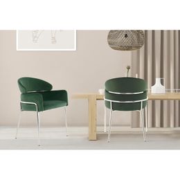 Kayoom Esszimmerstuhl &raquo;Elva&laquo; () gr&uuml;n Polyester B/H/T: 54cm x 79cm x 57cm, Stoffbezug