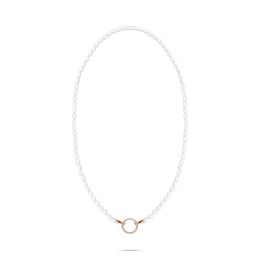Tamaris Damen Perlenkette &raquo;Pearl Charms&laquo; mit Glasperle rosa Edelstahl Perlen, L: 45 B: 4,4mm