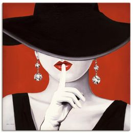 Artland Wandbild &raquo;Hut ab I&laquo; Frau 1 Stk. tlg. als Leinwandbild, Poster in verschied. Gr&ouml;&szlig;en rot Leinwand B/H/T: 100cm x 100cm, Leinwandbild Frau quadratisch, 1