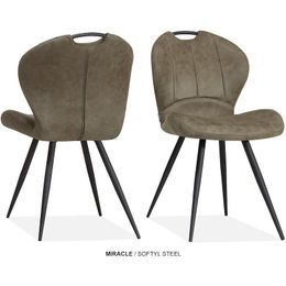 OMG Design Esszimmerstuhl &raquo;Miracle&laquo; (Set) 2 Stk.Esszimmerstuhl, pflegeleichter Bezug braun Polyester B/H/T: 54cm x 88cm x 63,5cm, 2 Stk., Stoff 