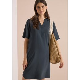 Cecil Damen Sommerkleid Eingrifftaschen Viskosemix, Split Neck, knieumspielend grau XS (36), N-Gr