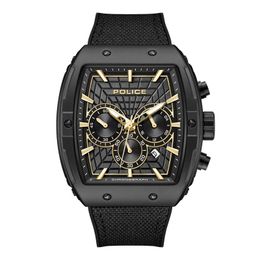 Police Herren Chronograph &raquo;Coswig&laquo; Quarzuhr, Armbanduhr, Herrenuhr, Silikonarmband, analog, Tag schwarz Einheitsgr&ouml;&szlig;e