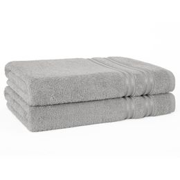 HAMMETEX Duschtuch &raquo;2er Set Badet&uuml;cher 70x140 cm, 100% Baumwolle, Weich & Saugstark&laquo; mit Bord&uuml;re, einfarbig, weich grau Frottier, Baumwolle B/L: 