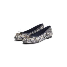 Tommy Hilfiger Damen Ballerina "TH CHARM JACQUARD BALLERINA", Gr. 36, blau, Textil, Schuhe, Businessschuh, Schlupfschuh mit s&uuml;&szlig;er Zierschleife