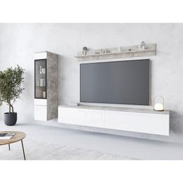 Home Affaire Wohnwand &raquo;VERA I, Vitrinen T&uuml;ranschlag links/rechts wechselbar&laquo; Komplett-Set, 3 Stk. tlg. grau B/H/T: 230cmcm x 130cmcm x 33cmcm, ohne 