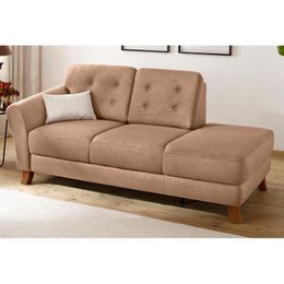 OTTO home Recamiere &raquo;Trondheim&laquo; freistehend, mit Federkern, Knopfheftung im R&uuml;cken braun Luxus-Microfaser Lederoptik (100% Polyester);Struktur weich (
