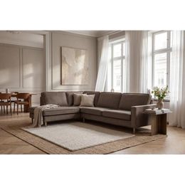 OTTO home Ecksofa &raquo;Pinto Skandi, 290 cm, Chenille, Struktur, Ottomane links / rechts&laquo; mit Keder, Massivholzf&uuml;&szlig;e Eiche ger&auml;uchert, Wellenunterfederung 