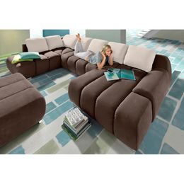OTTO home Wohnlandschaft &raquo;Bono U-Form&laquo; wahlweise mit Schlaffunktion orange Luxus-Microfaser ALTARA NUBUCK (100% Polyester);Luxus-Microfaser ALTARA 