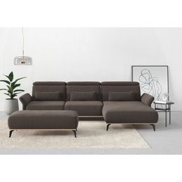 Home Affaire Ecksofa &raquo;Fjord L-Form&laquo; massiv, wahlweise mit Armlehnfunktion, Kopf- Sitztiefenverstellung braun 100% Polyester B/H/T: 324cm x 93cm x 