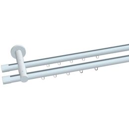 Indeko Gardinenstange &raquo;Consul&laquo; &Oslash; 20 mm 2 l&auml;ufig-l&auml;ufig Wunschma&szlig;l&auml;nge Innenlauf Komplett-Set inkl. Gleitern und Montagematerial wei&szlig; Aluminium B/L: 