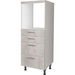 Nobilia Herdumbauschrank &raquo;"Riva", mit Schubk&auml;sten und Ausz&uuml;gen,&laquo; vormontiert, Breite/H&ouml;he: 60/167,8 cm grau B/H/T: 60cm x 167,8cm x 58,3cm, Schubladen